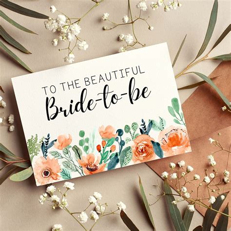 Printable Bridal Shower Card To The Beautiful Bride To Be Card