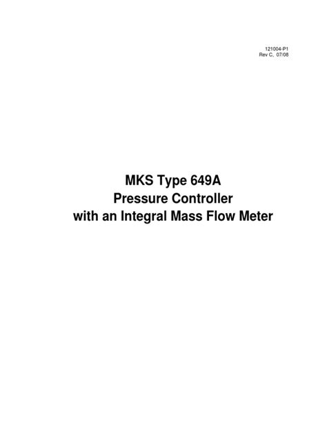 mks pressure controller with mass flow meter user manual pdf