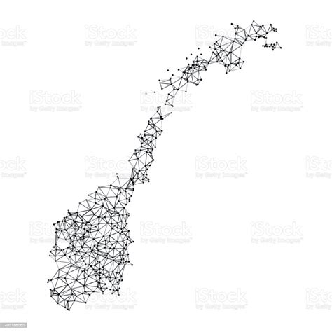Vetores De Noruega Mapa Rede Preto E Branco E Mais Imagens De Noruega