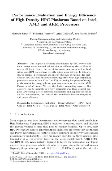 Pdf Performance Evaluation And Energy Efficiency Of High Density Hpc Platforms Based On Intel