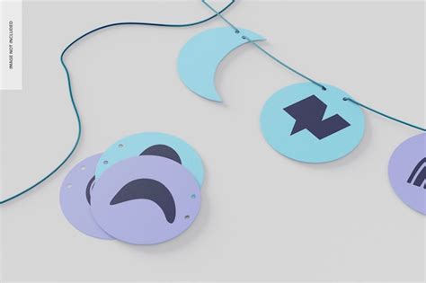 Premium Psd Rounded Circles With Moon Garland Mockup High Angle View