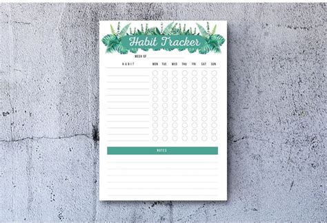 Printable Leaf Tropical Habit Tracker Digital Download Etsy