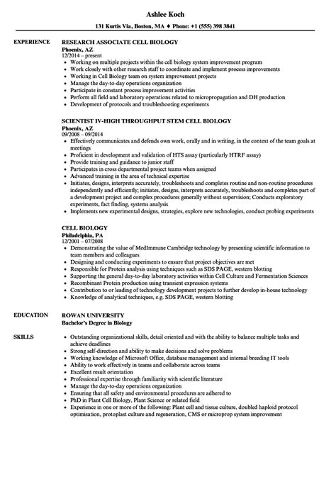 Cell Biology Resume Samples Velvet Jobs