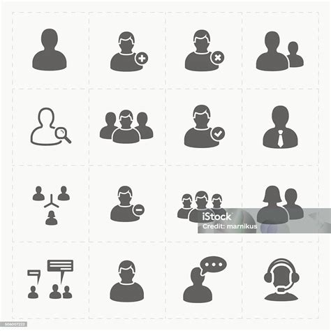 People Flat Icons Set On White Stock Illustration Download Image Now