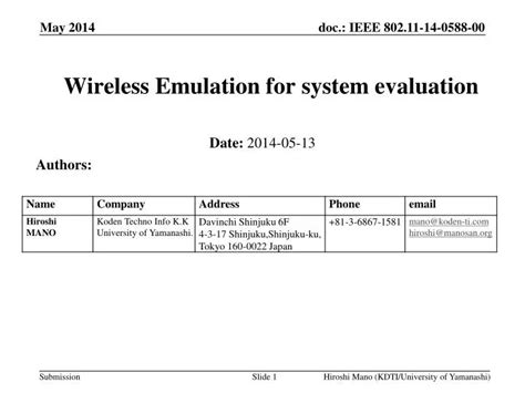 Ppt Wireless Emulation For System Evaluation Powerpoint Presentation