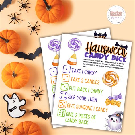 Halloween Candy Dice Free Printable Marley Doodle Digital