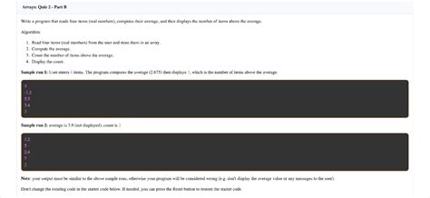 Solved Arrays Quiz 2 Part R Write A Program That Reads
