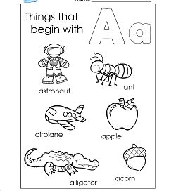 Color The Picture That Begin With Letter A