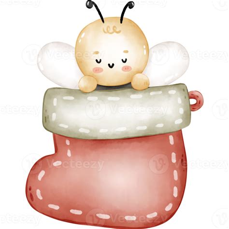 Cute Bee In Christmas 13519958 Png