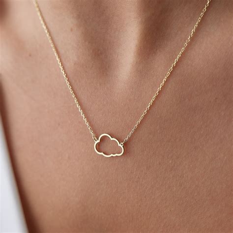 14k Gold Cloud Necklace • Tiny Gold Cloud Necklace • Delicate Cloud Pendant • Simple Gold