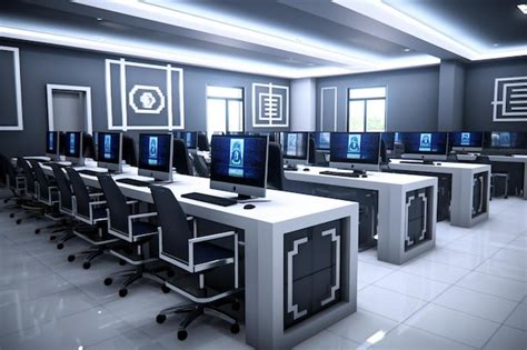 El Laboratorio De Computadoras Moderno Y Equipado 225 Foto Premium