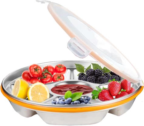 Divided Serving Tray With Lid Reusable Veggie Tray With