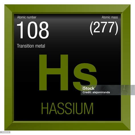 Ilustración De Símbolo Del Hassio Elemento Número 108 De La Tabla