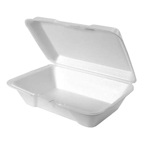 Take Out Container Hinged 9 19x6 5x2 875 In Polystyrene Foam White