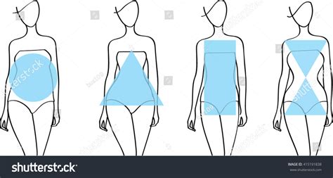 Girl Body Shapes Round Triangle Rectangle Stock Vector Royalty Free