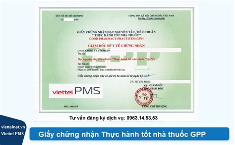 Giấy Chứng Nhận Gpp Thực Hành Tốt Nhà Thuốc Thủ Tục Hồ Sơ