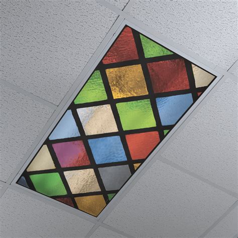 Diamond Stained Glass Fluorescent Light Cover Insert Apollo Design Made