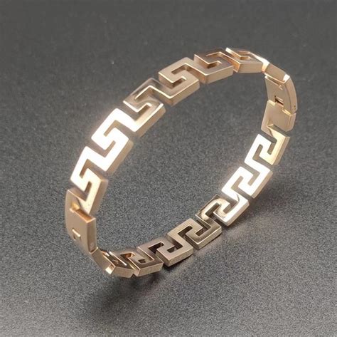 Greek Key Titanium Steel Bracelet Steel Bracelet Rose Gold Titanium