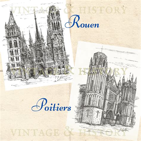 Black And White French Cathedral Illustrations Instant Download Etsy