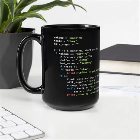 Python Coffee Preparation Code Black Glossy Mug Etsy