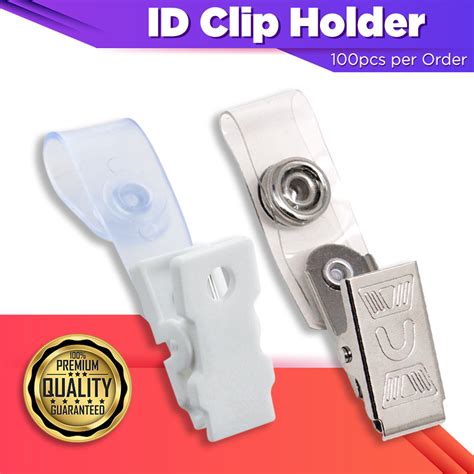 100pcs Id Clip Holder Plastic Metal For Cards Shopee Philippines