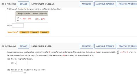 Solved Find The Profit Function For The Given Marginal