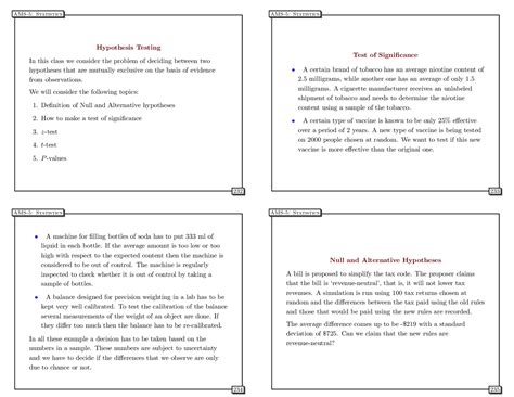 Hypothesis Testing And Test For Significance Lecture Slide Ams 5