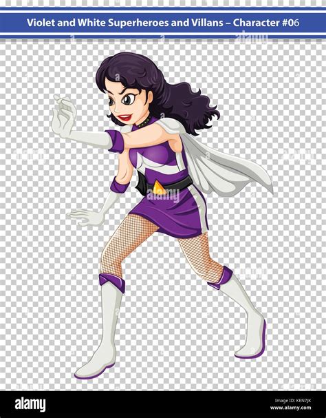 Illustration Of A Female Violet And White Superhero Stock Vector Image