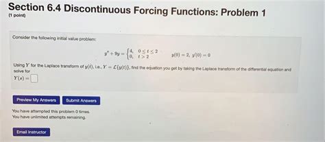 Solved Section 64 Discontinuous Forcing Functions Problem