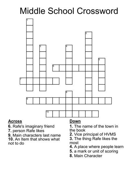 Crossword Puzzle Free Printable Middle School Free Printable Download