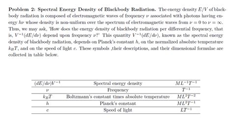 Problem 2 Spectral Energy Density Of Blackbody