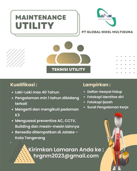 Pt Global Nikel Multiguna On Linkedin We Are Hiring Teknisi Utility