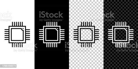 회색 배경에서 격리된 마이크로회로 Cpu 아이콘이 있는 등극 컴퓨터 프로세서 회로 기판칩 또는 Cpu 마이크로 프로세서 파란색 정사각형 버튼 벡터 0명에 대한 스톡 벡터