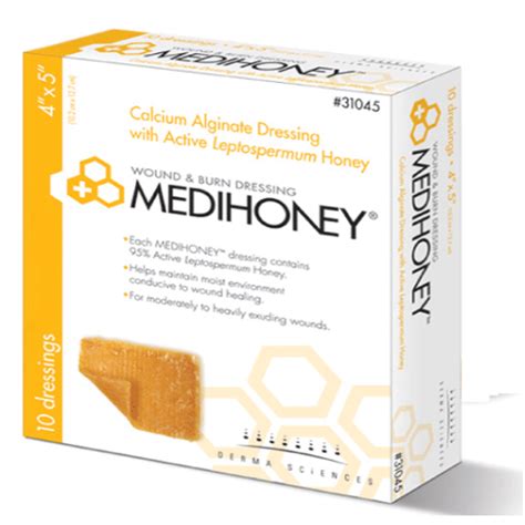 Medihoney Hydrocolloid Dressing Without Border Non Adhesive 4 X 5