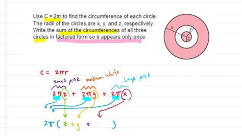 Algebra Factoring Out Pi Applied Circle Circumference Problem Youtube