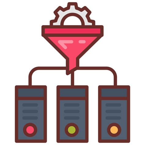 Data Extraction Filtration Funnel Bank Servers Storages Icon