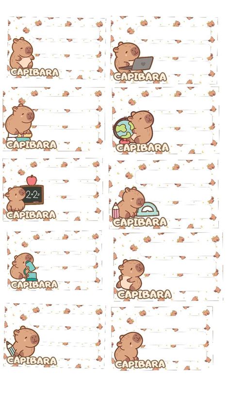 Best 13 Plantilla De Etiquetas De Capibara Para Cuadernos Y Libretas En