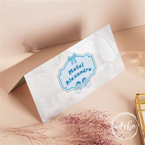 Plic Bani Botez Dots Plic Dar Botez Placecards Personalizat Botez