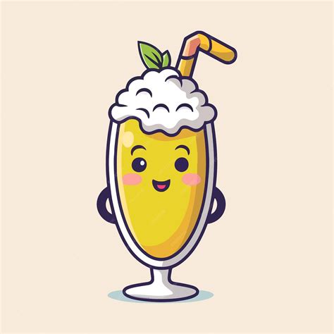 Premium Vector Cute Mango Lassi Simple Minimalism Flat Color Vector Sketch Illustration