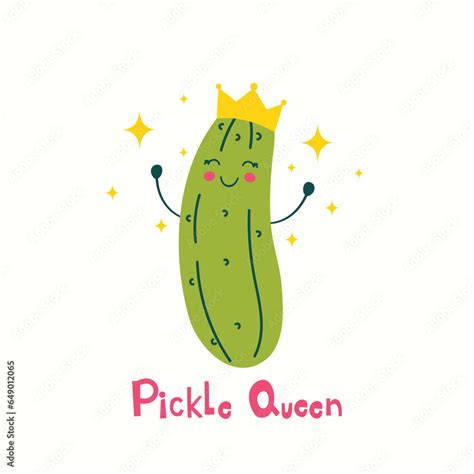 Vertical Illustration Of A Happy Pickle With Pretty Eyes And A Big