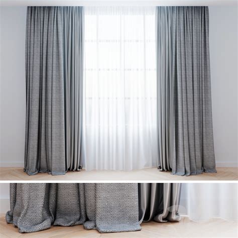 Modern Grey Curtains With Tulle Серые шторы