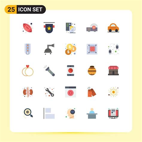 Mobile Interface Flat Color Set Of 25 Pictograms Of Vehicle Service Creative Machine