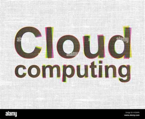 Cloud Computing Concept Cloud Computing On Fabric Texture Background