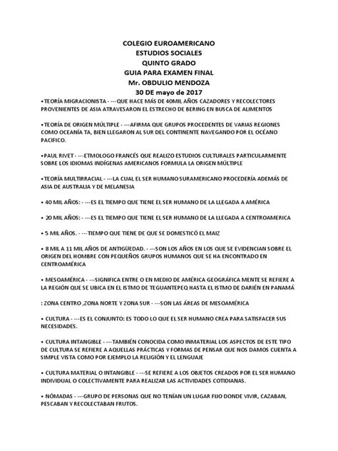 Sexto Grado Grado Guia Para Examen Final
