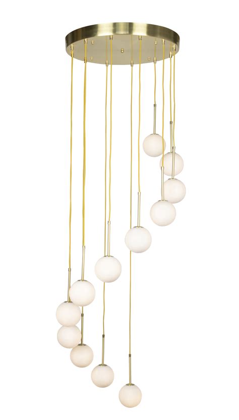 Miami Gold 12 Light Opal Glass Bubble Pendant Light Disegno Luce