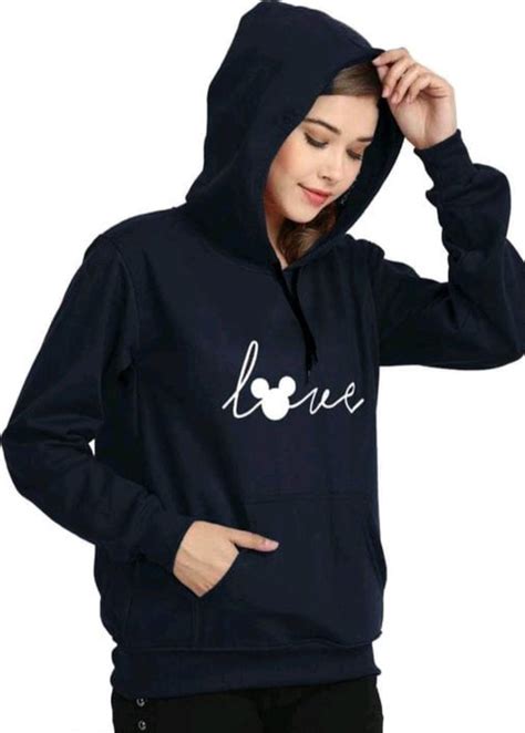 Navy Blue Women Cotton Printed Hoodie At ₹ 260piece Women Hoodies In