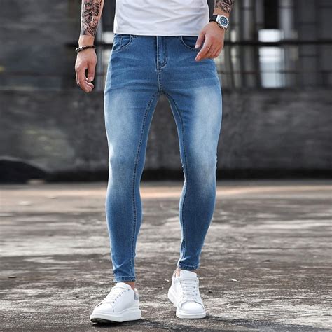 Light Blue Jeans Men Fashion Wholesale Summer Ltblue Jeans Men Slim