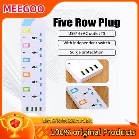 Extension Socket Multiple Plug Power Strip Adapter Extender 5 Ac