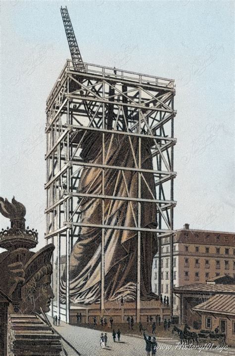 Erecting Statue Of Liberty In Paris Nyc In 1887