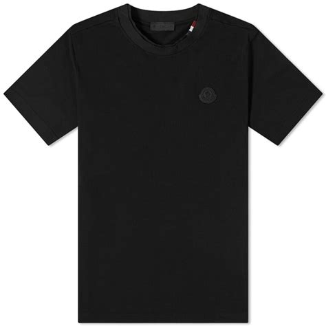 Moncler Mens Rubber Patch Logo T Shirt In Black Moncler